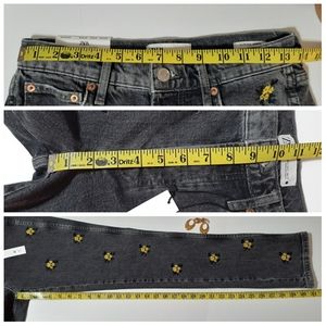 Zara | Jeans | New Zara Yellow Floral Embroidery Blackgray Full Length ...
